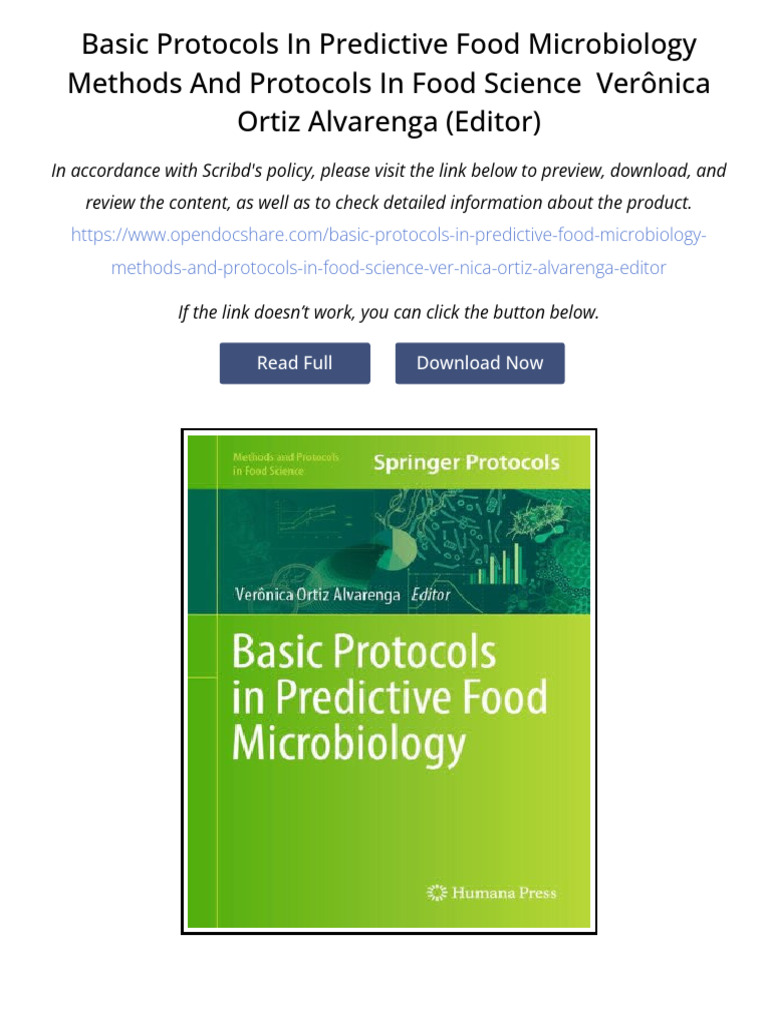 Basic Protocols in Predictive Food Microbiology Methods and Protocols ...