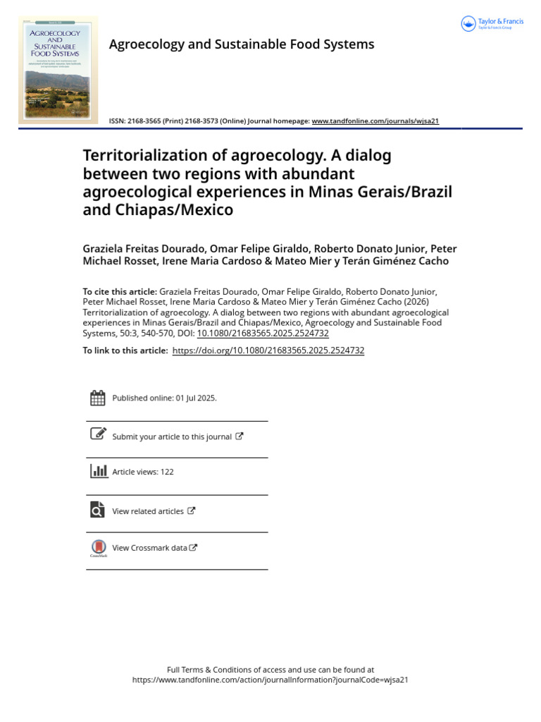 Territorialization of Agroecology. a Dialog Between Two Regions With ...