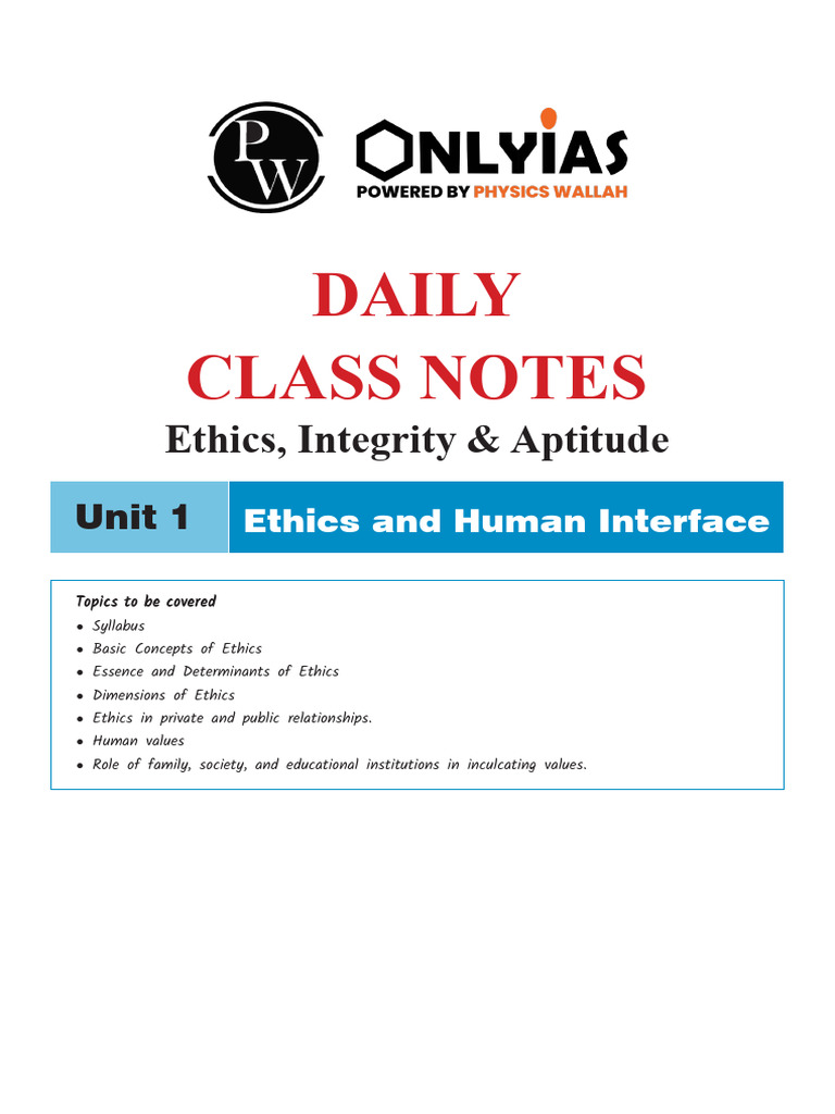 Compilation Notes (Ethics, Integrity and Aptitude - Unit 01) PDF ONLY ...