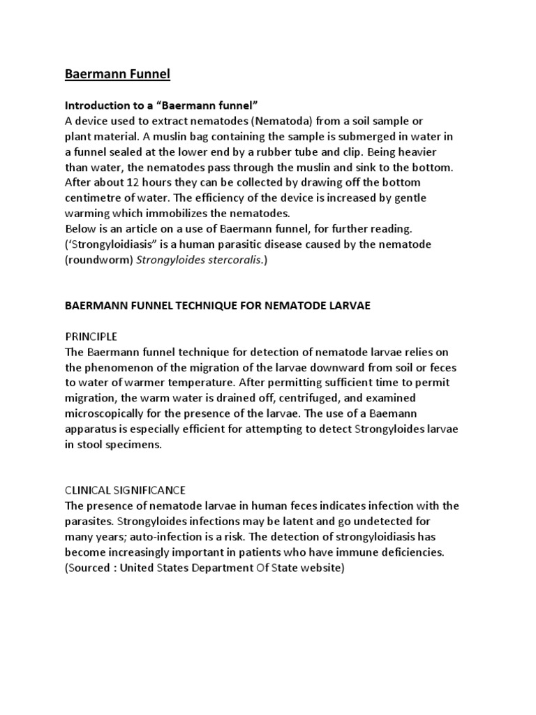 Baermann Funnel | Nematode | Public Health