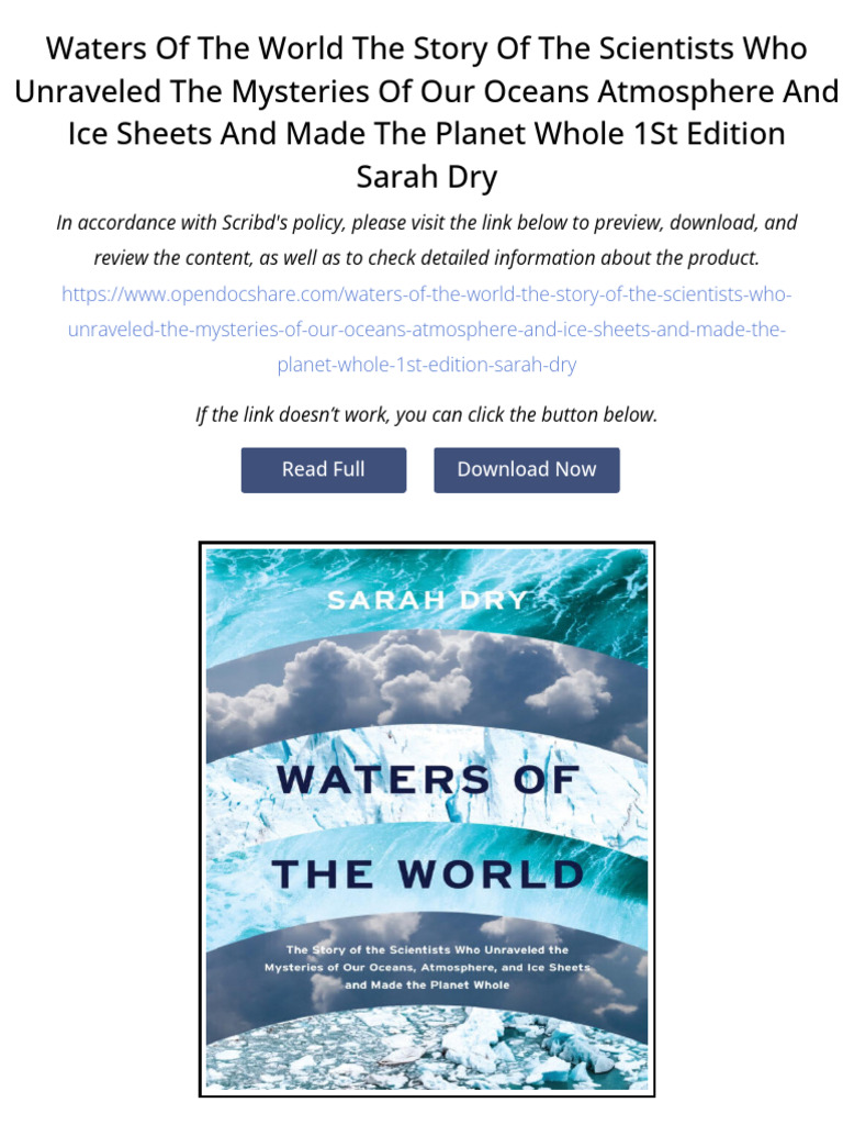 Waters of the World The Story of the Scientists Who Unraveled the ...