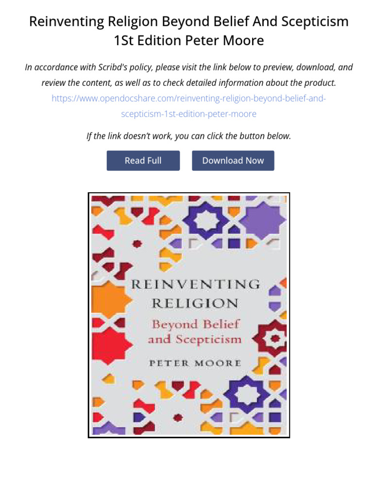 Reinventing Religion Beyond Belief and Scepticism 1st Edition Peter ...