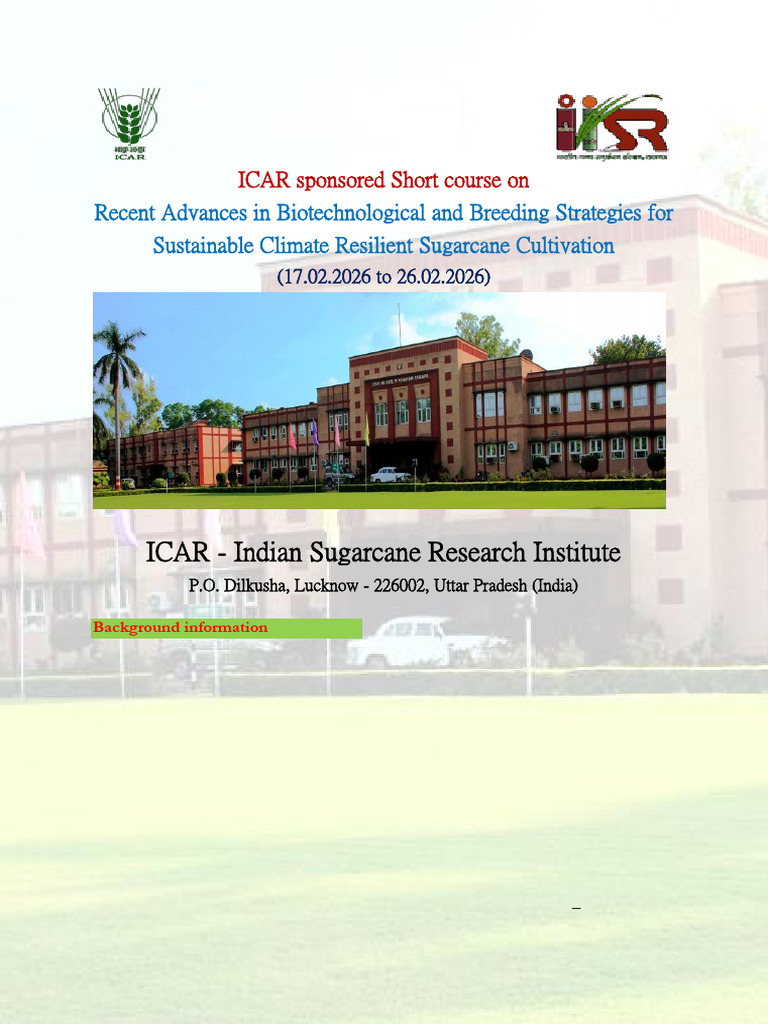 Advances in Sugarcane Biotechnology Course | PDF | Sugarcane | Plant ...