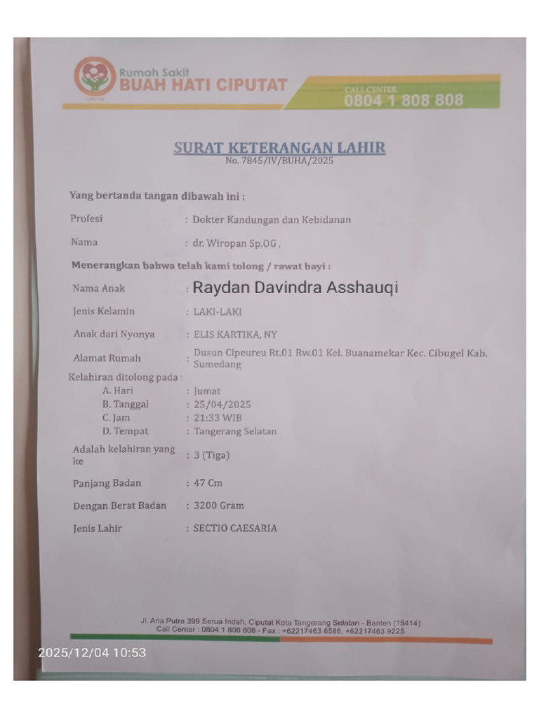 Pengajuan Akta Lahir Dan KK Dirman | PDF