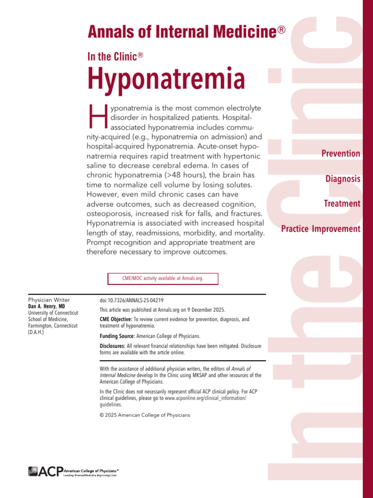 Hyponatremia | PDF | Medical Specialties