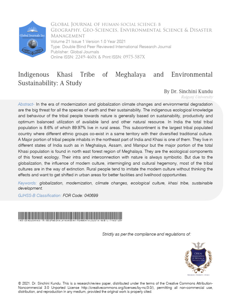 Khasi Tribe's Role in Environmental Sustainability | PDF | Ecology | Nature