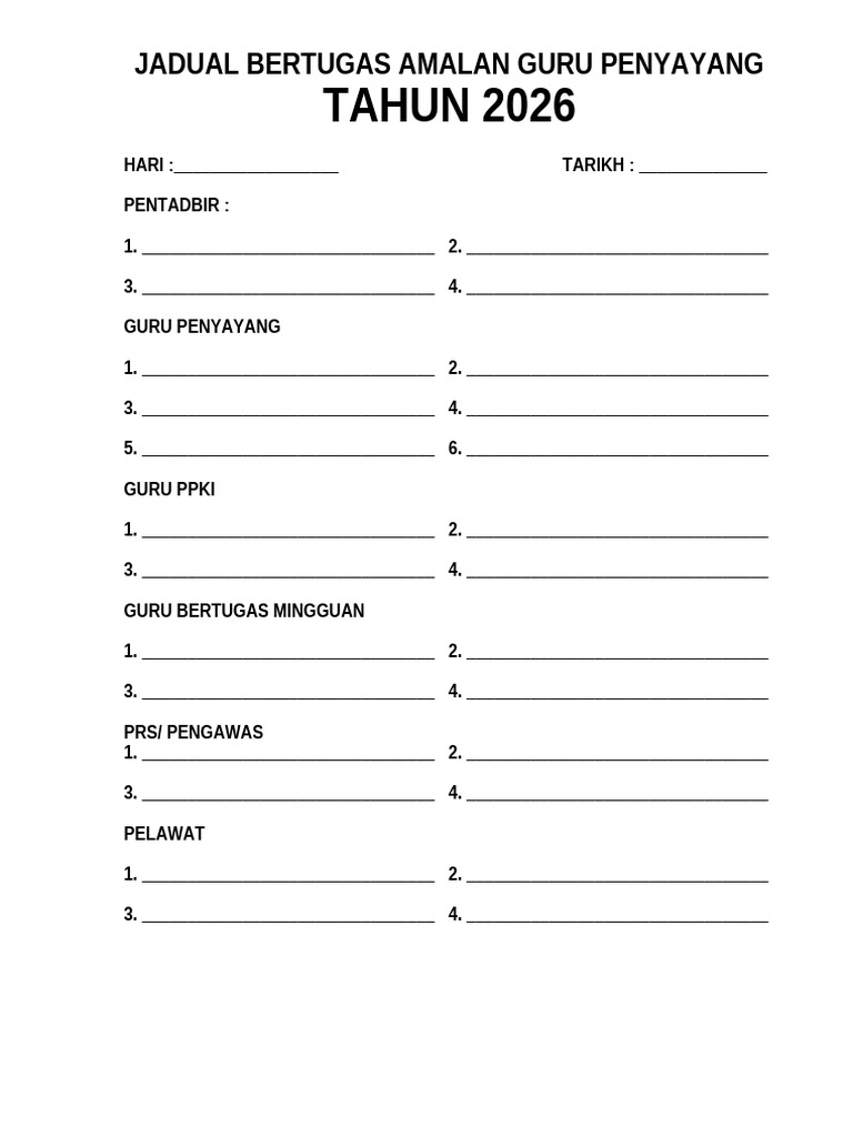 Jadual Bertugas Amalan Guru Penyayang | PDF