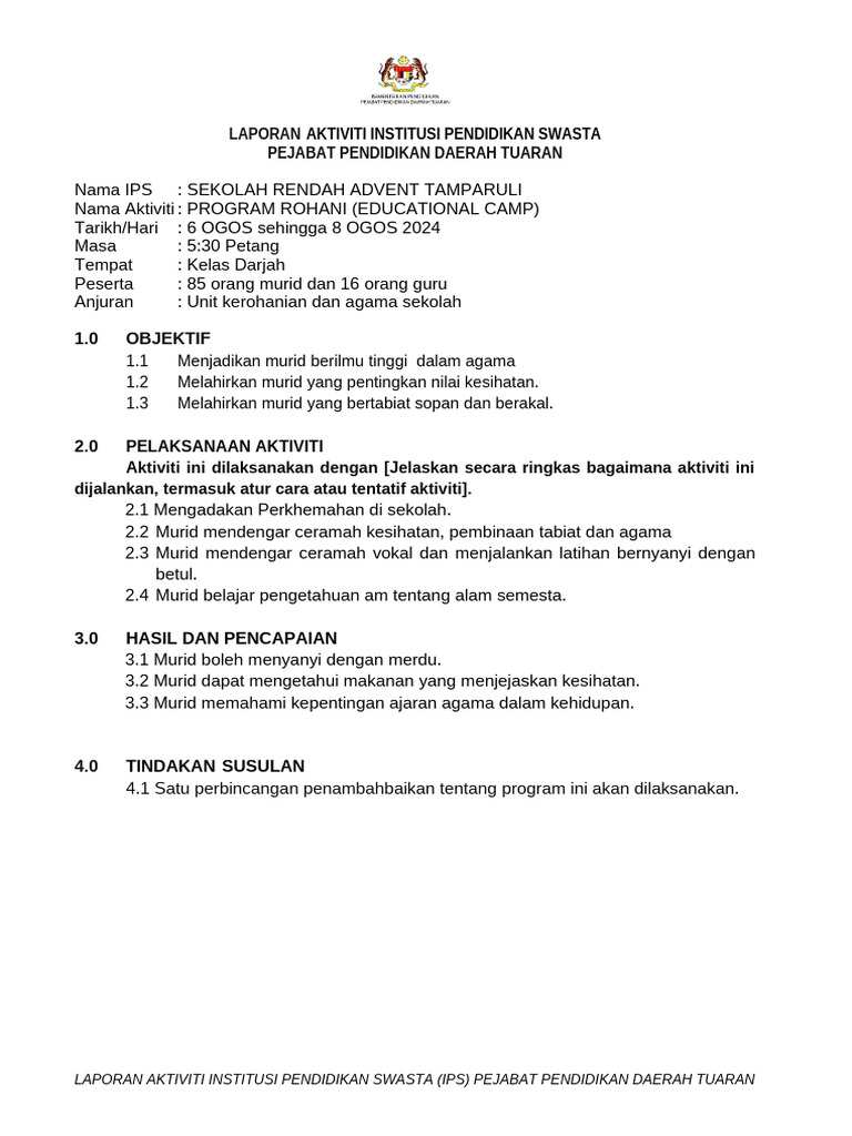 Srat Kerohanian Educational Camp | PDF