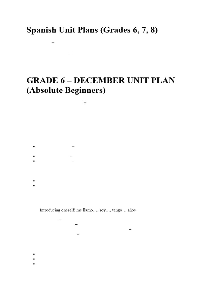 Spanish Unit Plans | PDF | Vocabulary | Communication