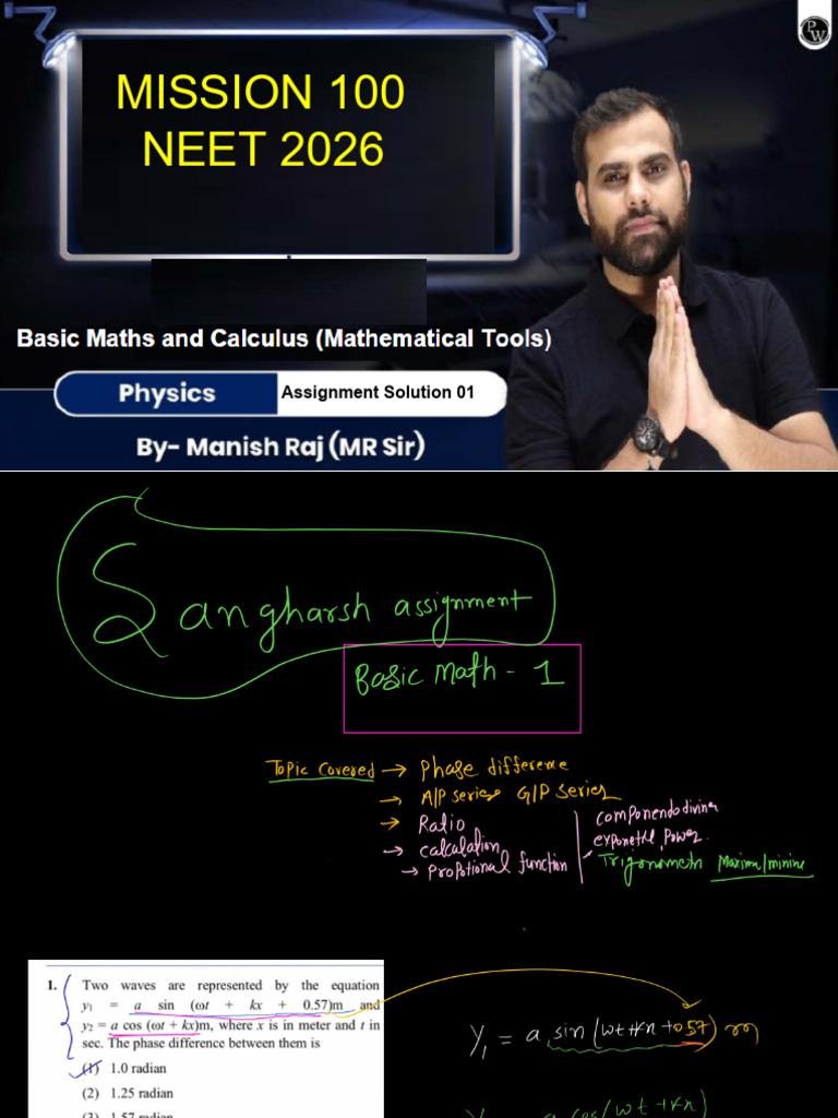 Basic Maths and Calculus (Mathematical Tools) Assignment 01 | PDF