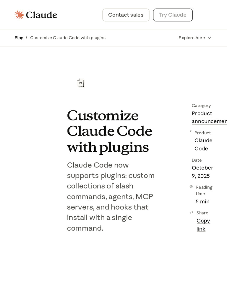 Customize Claude Code with Plugins | PDF | Computing | Software