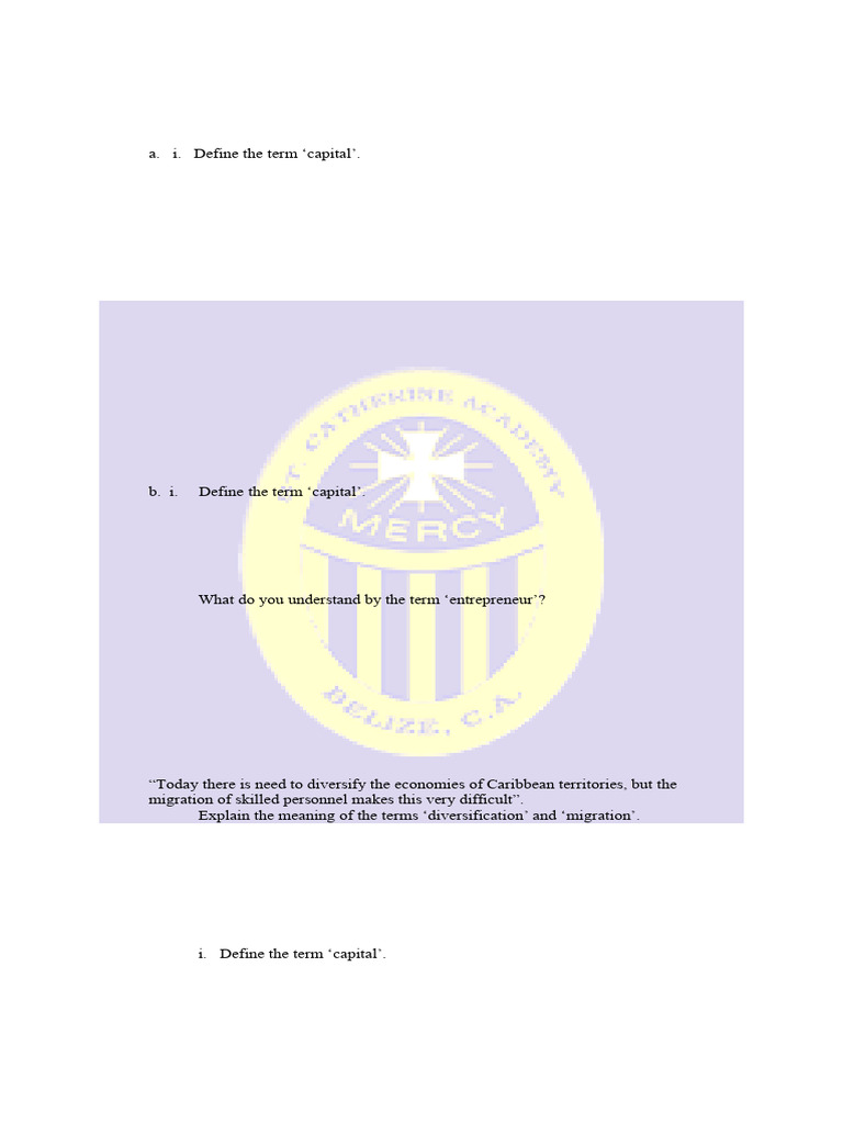Chapter 5 Past CXC Questions (With Watermark) | PDF | Entrepreneurship ...