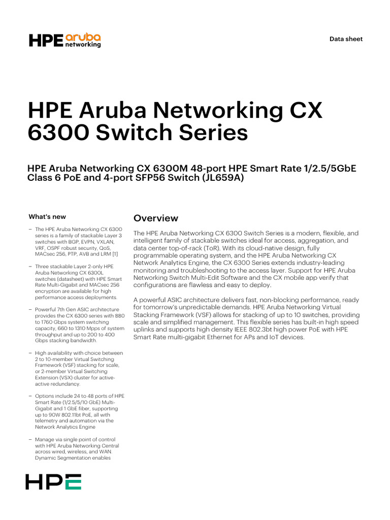 HPE Aruba CX 6300 Switch Series Overview | PDF | Computer Network ...