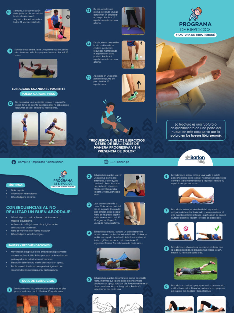 Programa de Ejercicios Fractura de Tibia Perone | PDF | Rodilla | Sistema musculoesquelético