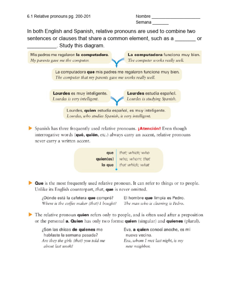Understanding Relative Pronouns in English & Spanish | PDF