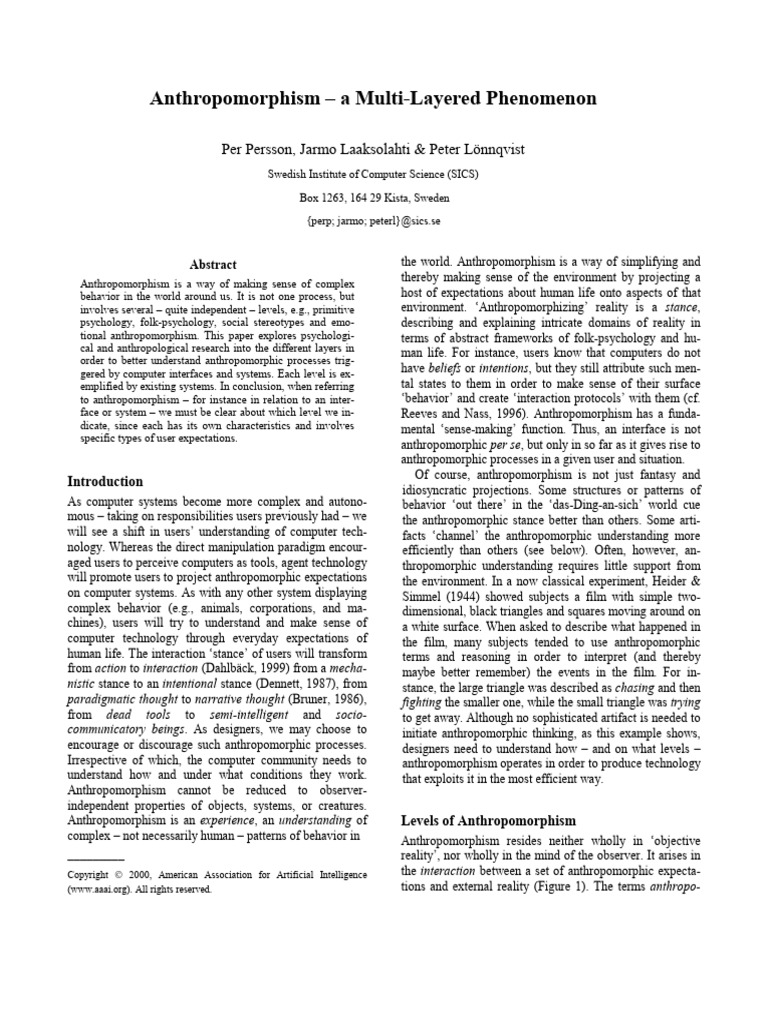Understanding Anthropomorphism Levels | PDF | Stereotypes ...