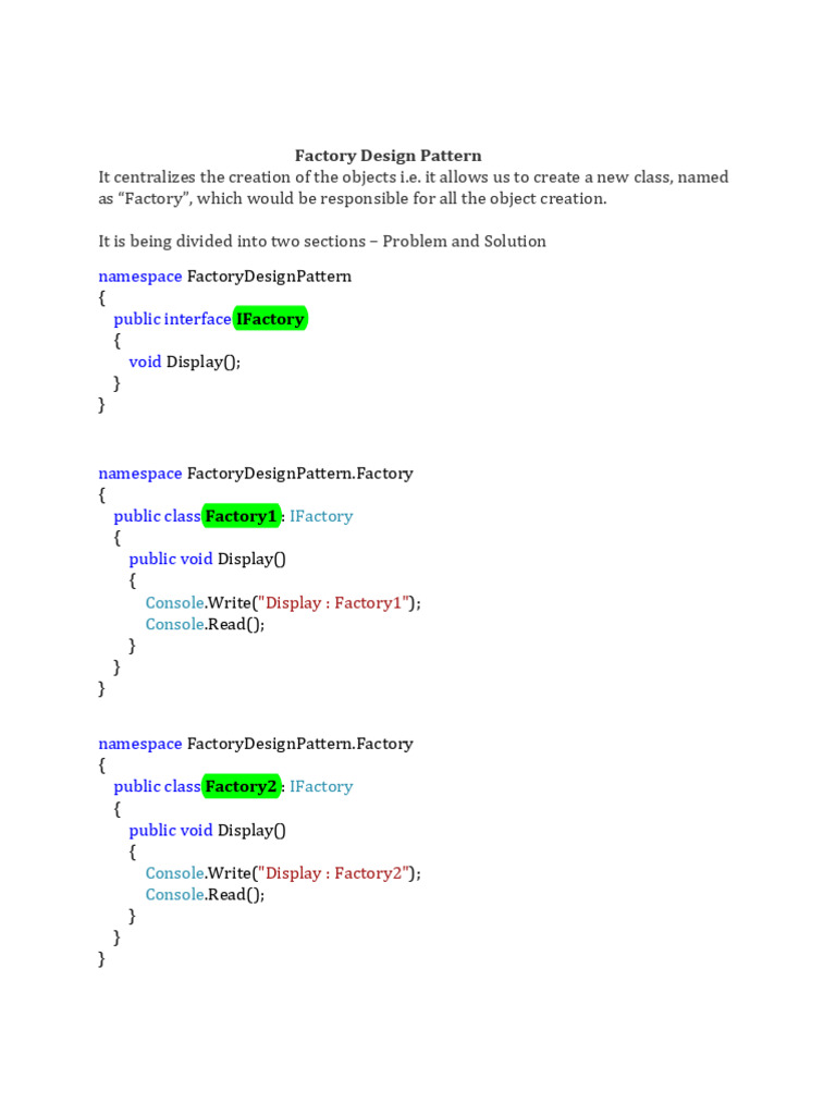 Factory Design Pattern | PDF