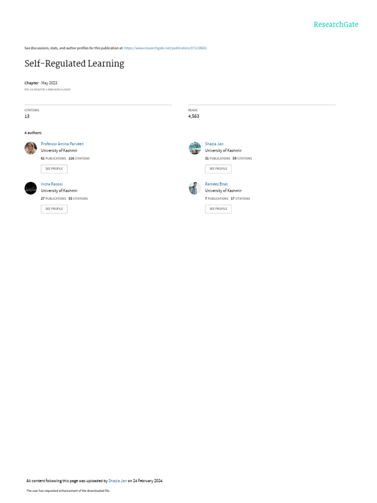 Self Regulated Learning | PDF | Metacognition | Learning