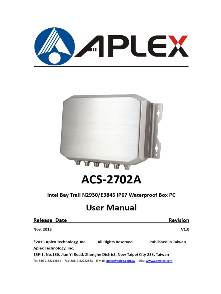 ACS-2702A Waterproof Box PC Manual | PDF | Usb | Hdmi