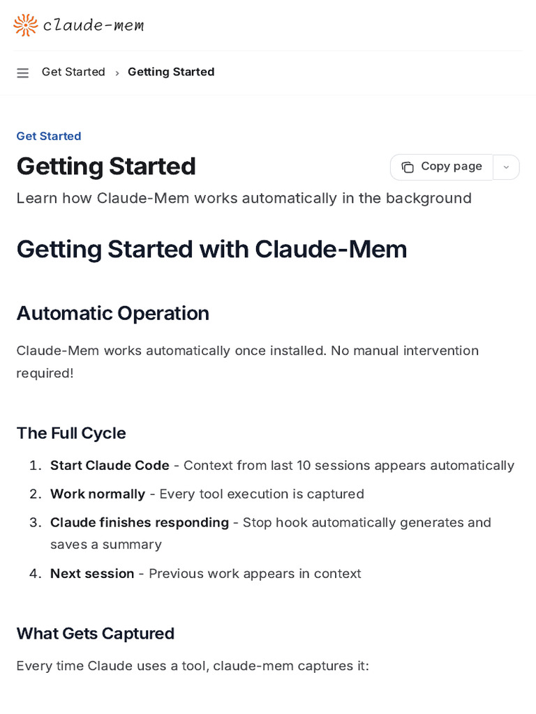 Getting Started - Claude-Mem | PDF | Computing | Software