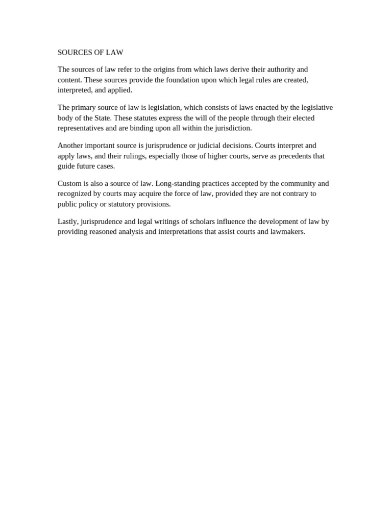 Concept of Law 2 Sources of Law | PDF