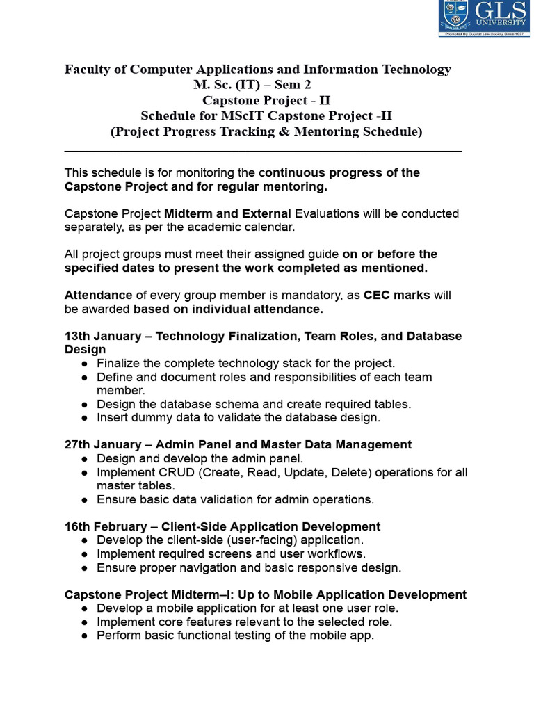 MScIT Capstone Project II Schedule | PDF | Databases | Information ...