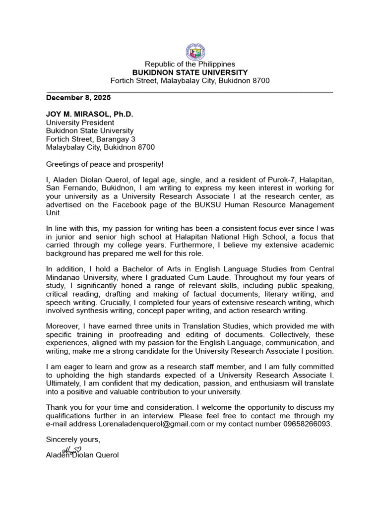 Letter of Intent Research Associate I 2 | PDF