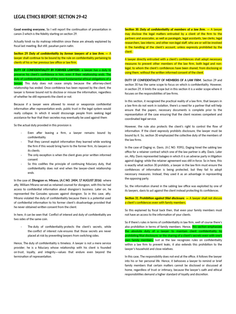 Section 29 42 | PDF | Lawyer | Conflict Of Interest