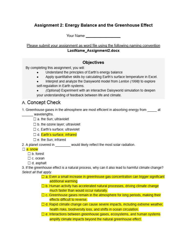 Assignment | PDF | Greenhouse Effect | Climate Change