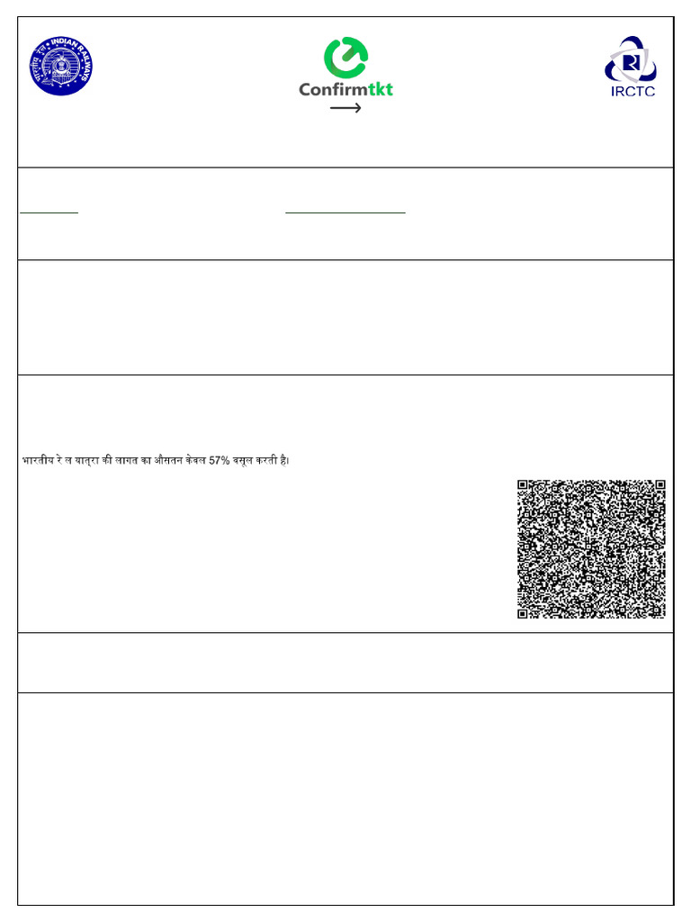 Electronic Reservation Slip for Train Travel | PDF | Identity Document