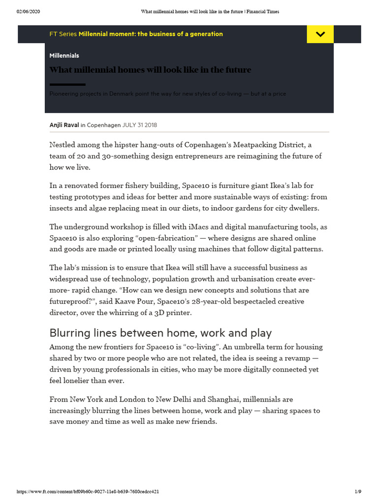 What Millennial Homes Will Look Like in the Future _ Financial Times | PDF