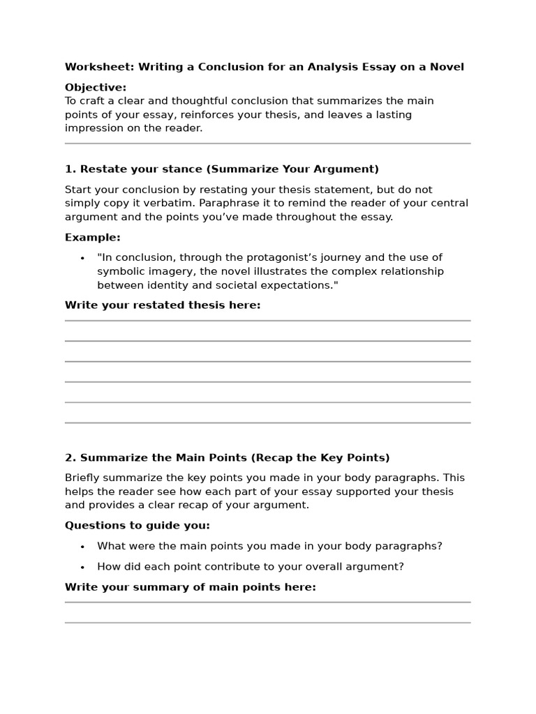 Conclusion Writing for Analysis Essays | PDF | Essays | Argument