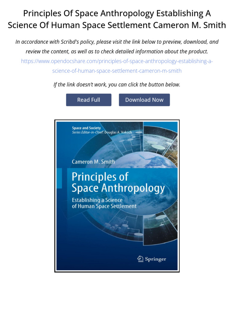 Principles of Space Anthropology Establishing a Science of Human Space ...