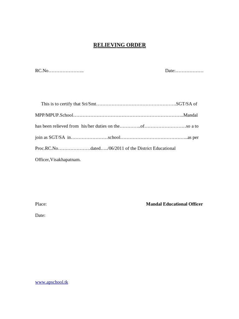 Teacher Relieving Certificate Template | PDF