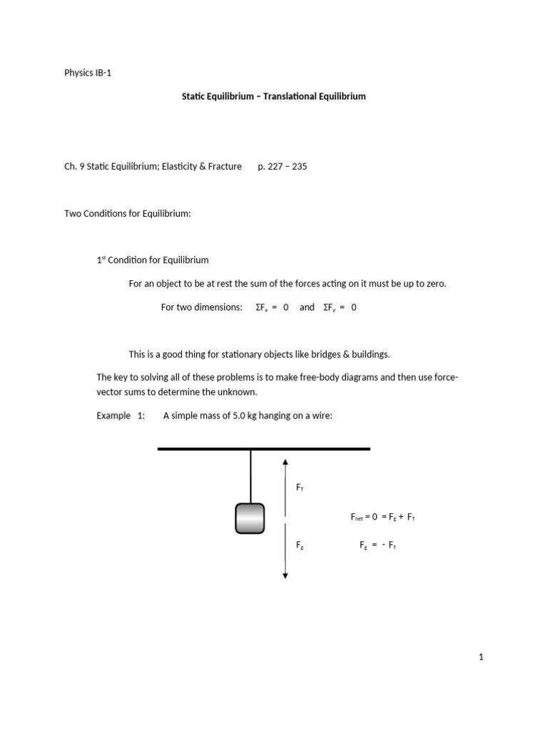 Static Equilibrium in Physics Explained | PDF | Force | Tension (Physics)