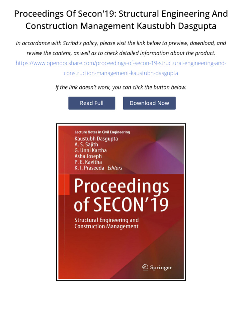 Proceedings of SECON'19: Structural Engineering and Construction ...