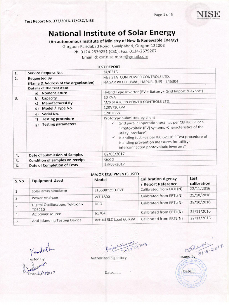 Anti Islanding & Utility Interface (IEC 62116 & IEC 61727) - 10KVA ...