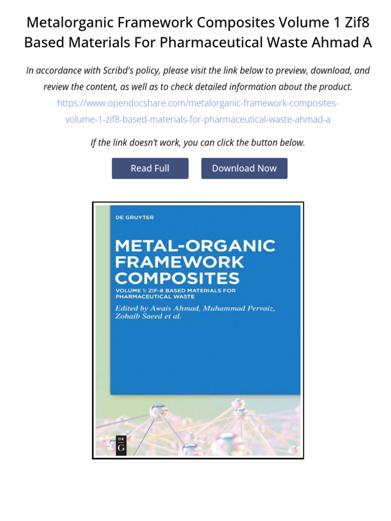 Metalorganic Framework Composites Volume 1 Zif8 Based Materials For ...