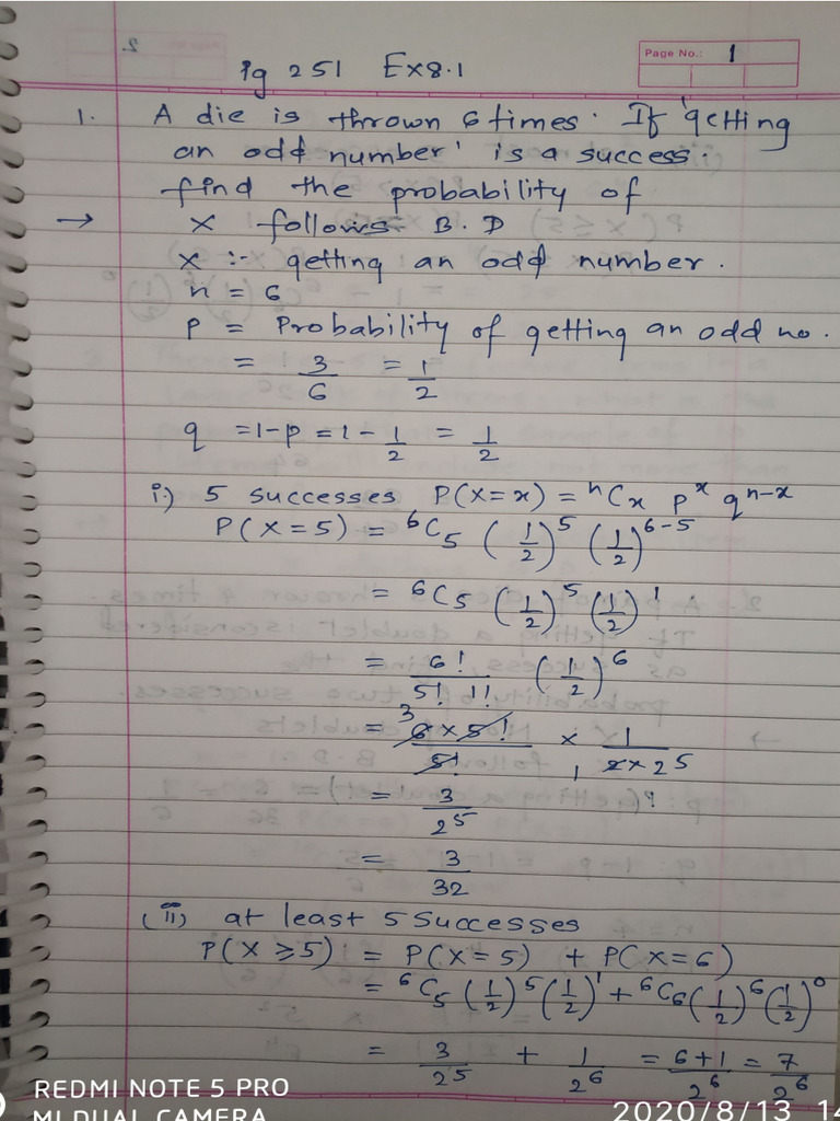Binomial Distribution Ex 8.1 | PDF