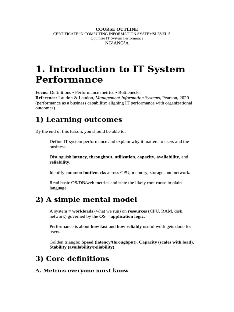IT System Performance Optimization Guide | PDF | Transmission Control ...