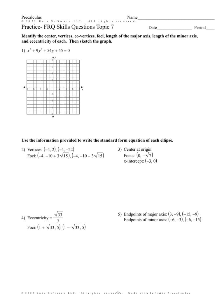 Practice- FRQ Skills Questions Topic 7 With Answers | PDF | Ellipse ...