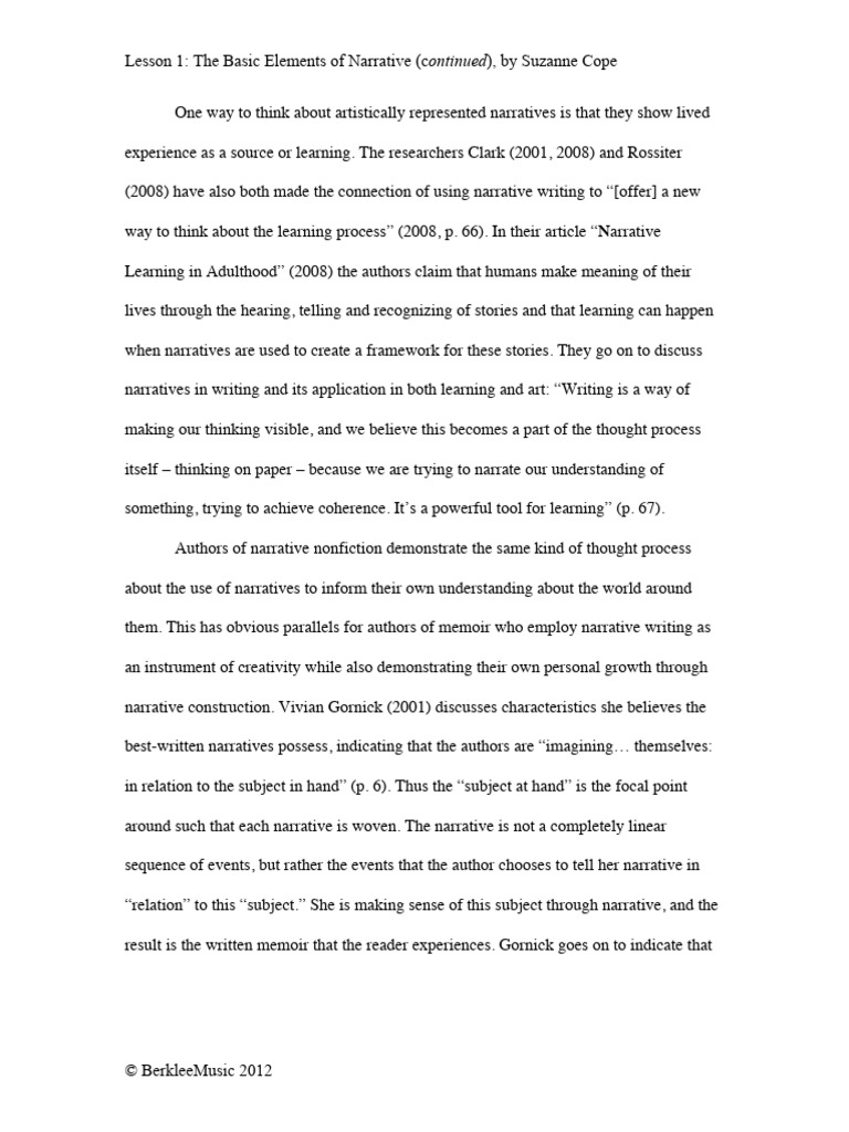 L01_The Basic Elements of Narrative (continued) | PDF | Narrative | Thought