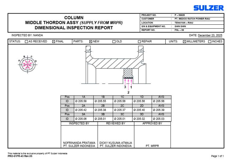 P-05528 - FNL-08 - Column Middle Thordon (Cust Supply) Dimensional ...