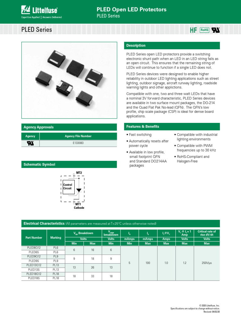 Littelfuse LED Protector PLED Datasheet | PDF | Printed Circuit Board ...