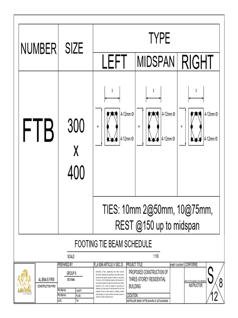 Footing Tie Beam Schedule | PDF | Common Law | Private Law