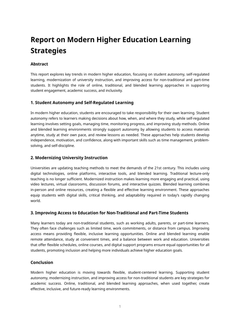 Modern Strategies in Higher Education | PDF | Learning | Behavior ...