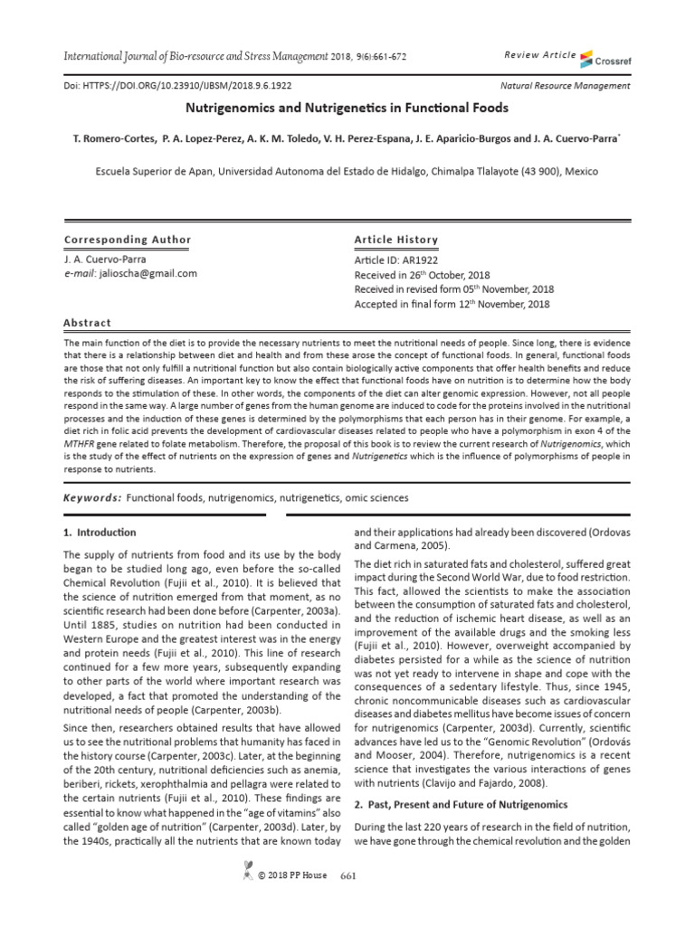 Nutrigenomics and Nutrigenetics in Functional Foods 1019cwh9tq | PDF ...