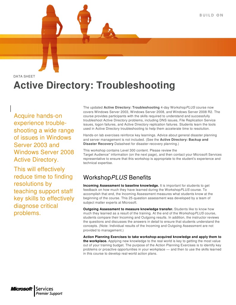 Active Directory Troubleshooting WorkshopPLUS (4 Days) | PDF | Active Directory | Troubleshooting