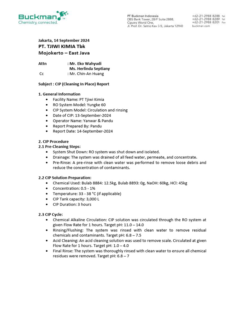 CIP Report RO Yungke60-13 Sep 2024 | PDF | Environmental Engineering ...