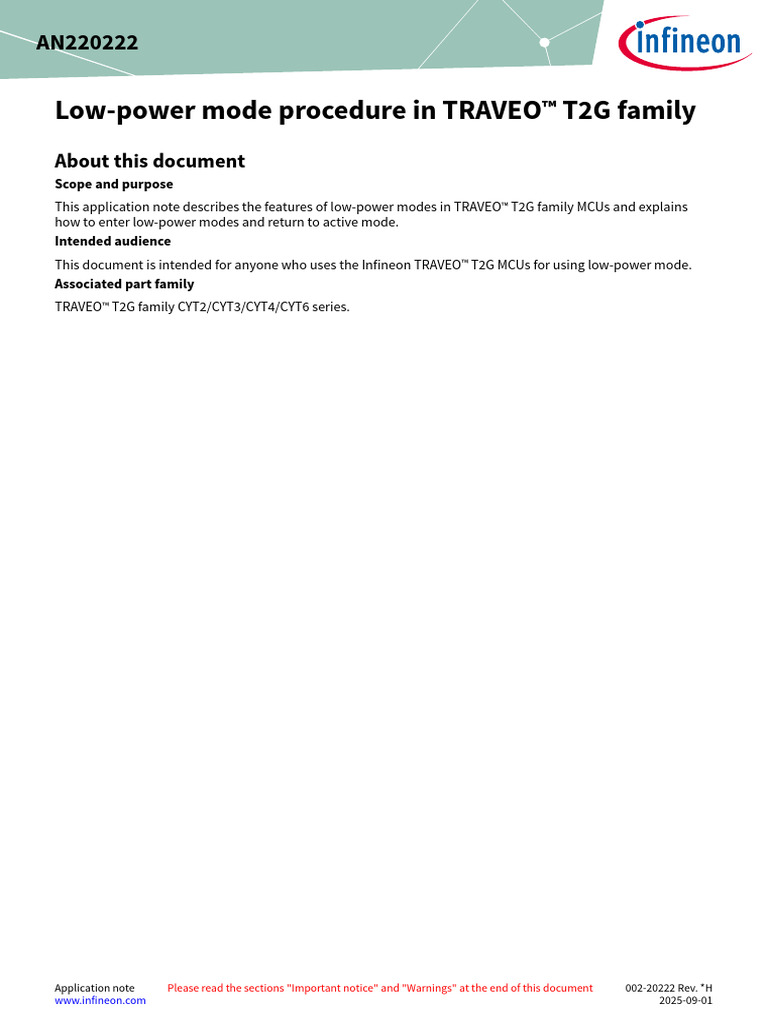TRAVEO™ T2G Low-Power Mode Guide | PDF | Central Processing Unit ...
